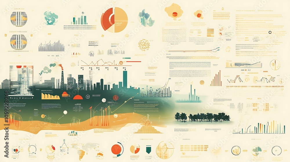 Infographic for climate change data with icons for CO2, temperature ...