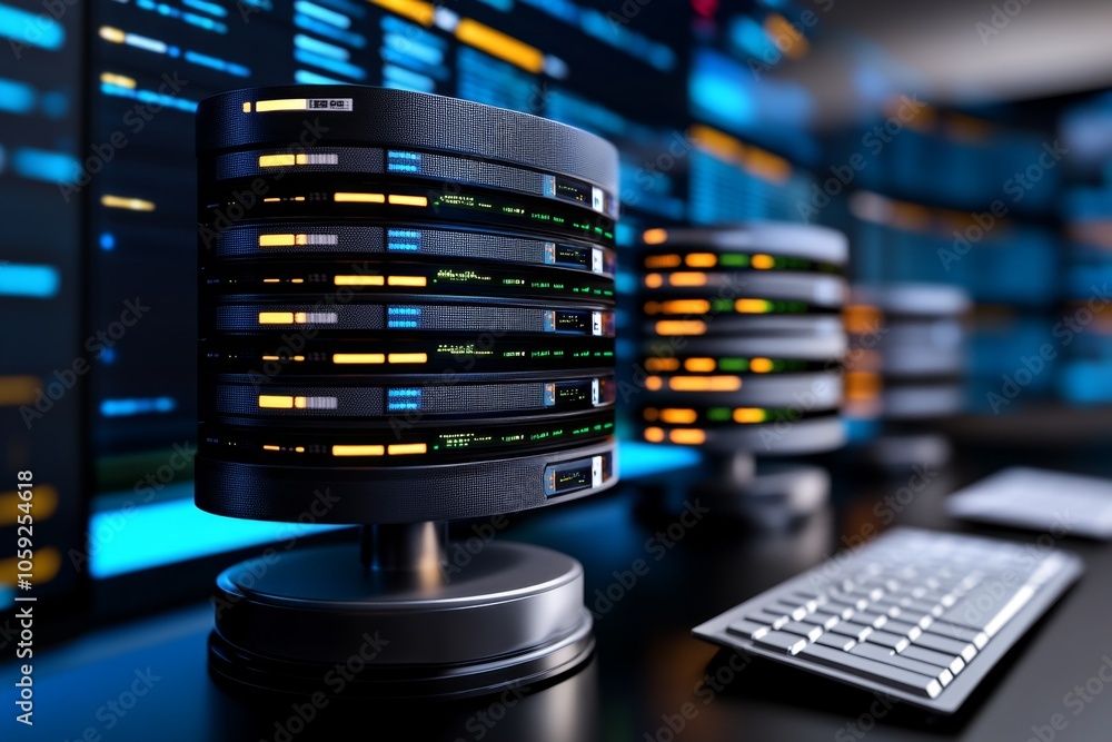 Simple 2D drawing of a computer screen with a clean, organized data ...