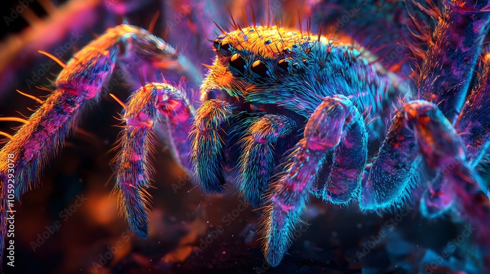 Microscopic view of a spider's exoskeleton, revealing intricate ...