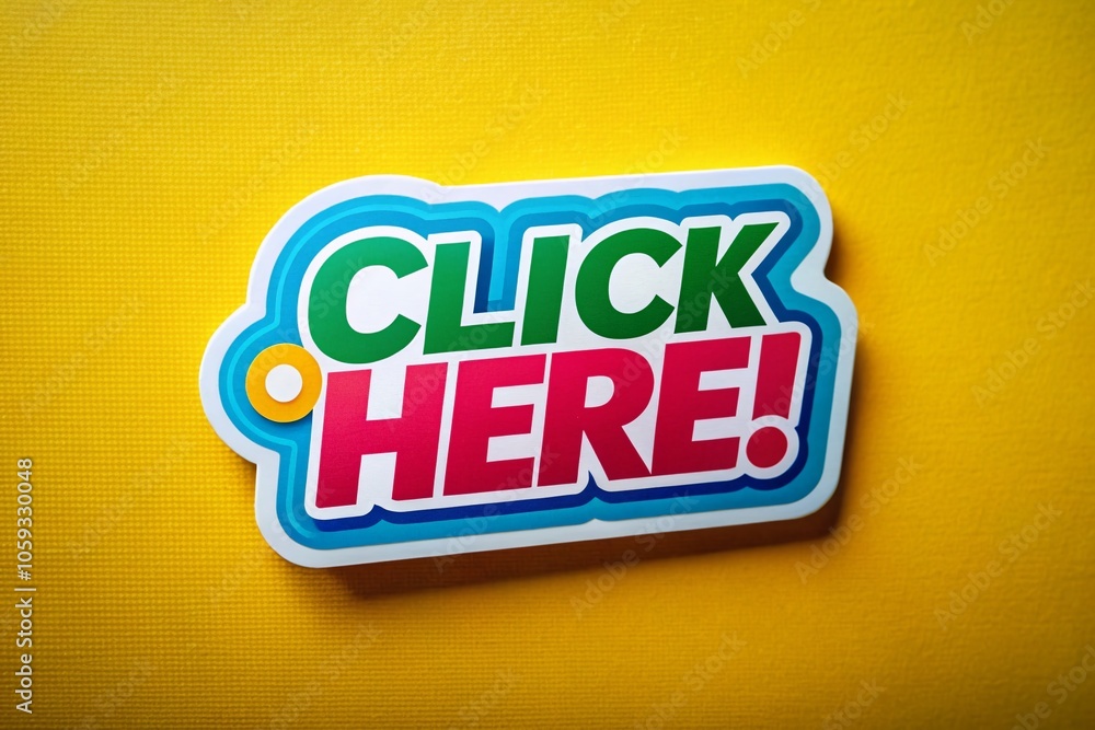 Eye-Catching Click Here Sticker Label in Panoramic Photography for ...