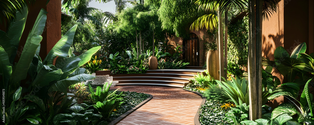 Luxury resort hotel garden design for tourism architecture Stock ...