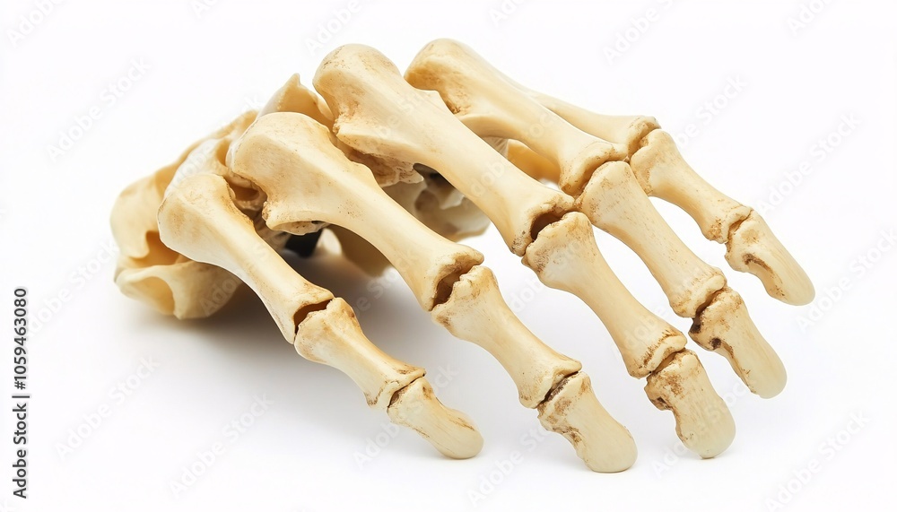 Isolated human finger phalanges displayed on a solid white background ...