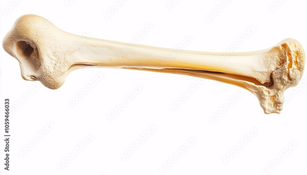 Isolated ulna bone on a solid white background showcasing human anatomy ...
