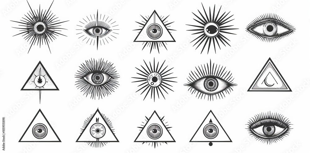 This tattoo design depicts the All-seeing Eye, a freemason symbol in a ...