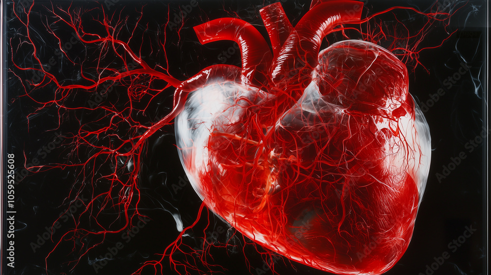 Cross Section of a Beating Human Heart with Blood Vessels Stock ...