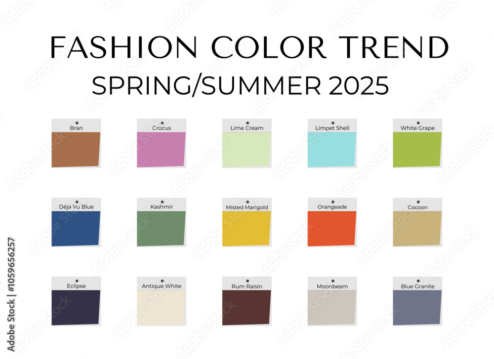 Fashion Color Trend Spring - Summer 2025. Trendy colors palette guide ...