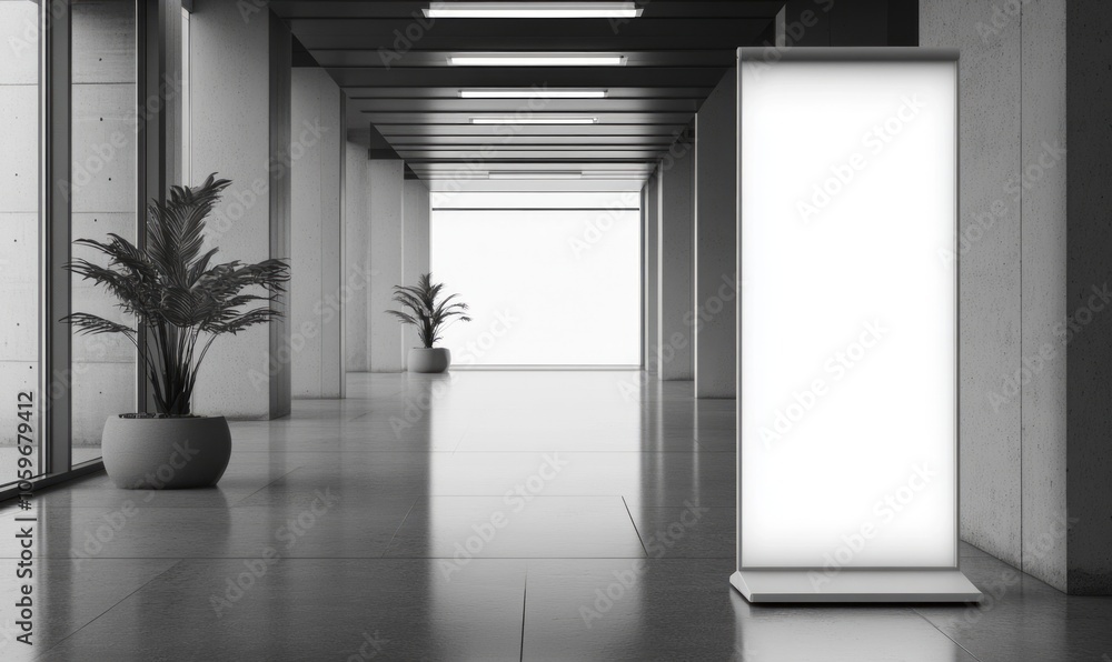 Office Hall Roll up Standee Banner Mockup Stock Illustration | Adobe Stock