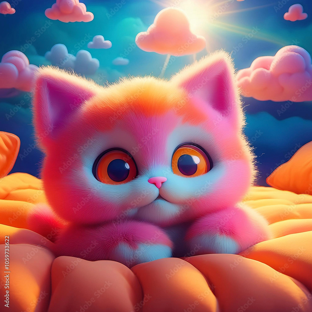 gato pequeño muy tierno con ojos grandes de efecto 3d textura de ...