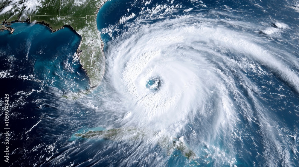 Satellite perspective of hurricane revealing the impact of climate ...