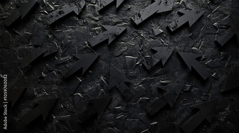 Dark background with black arrows, shadow, direction, mystery, abstract ...
