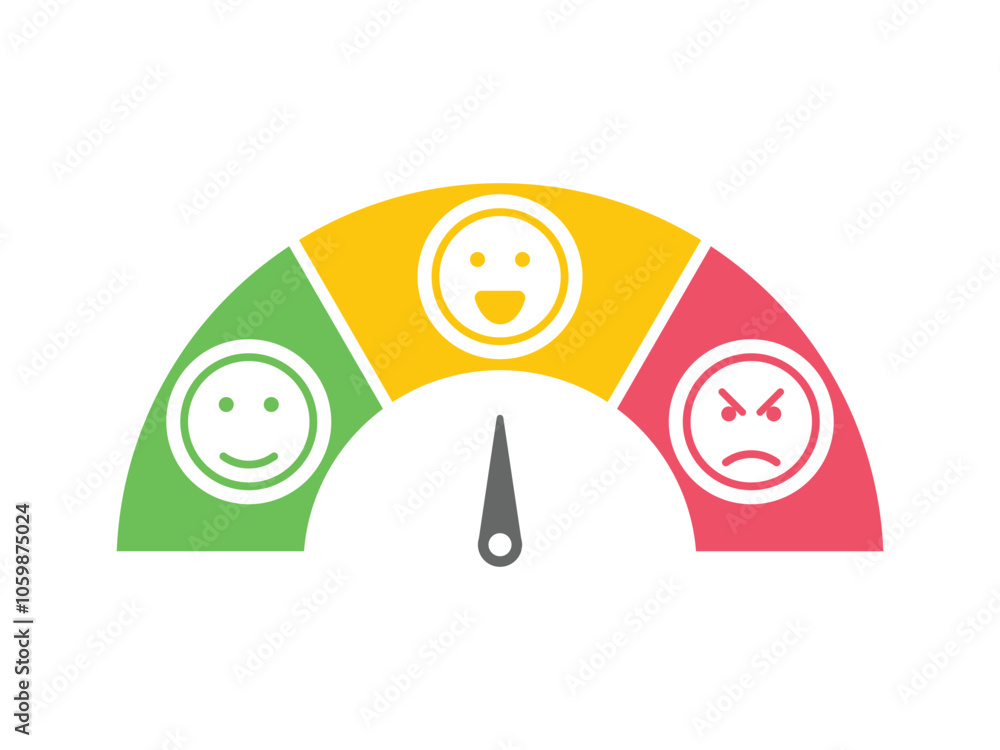 meter gauge indicator emoticons with different emotions design vector ...