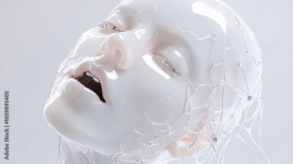 charming neural network avatars, animated facial features, glossy white ...