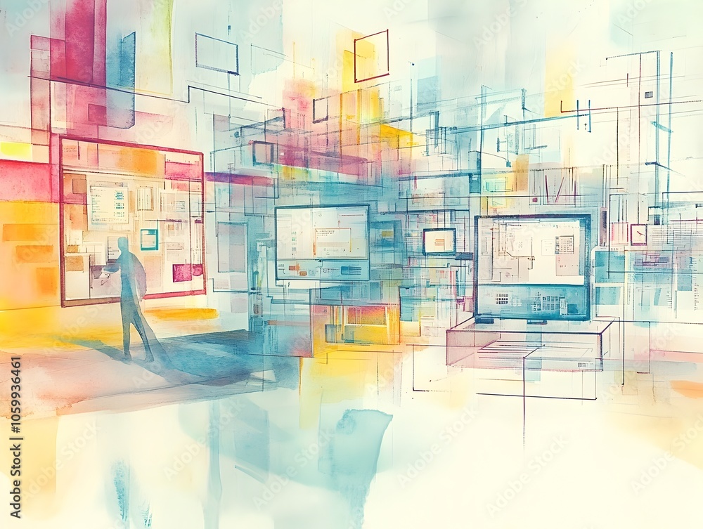 Watercolor Diagram Tracing the Evolution of Human Computer Interfaces ...