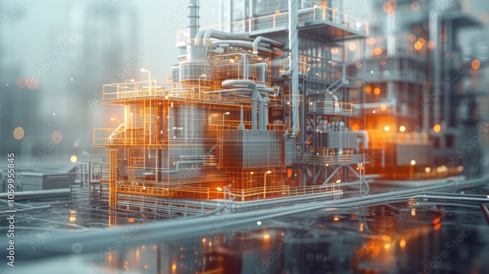 Digital construction site sketch. Building 3D Printing, Building Information Modeling ...