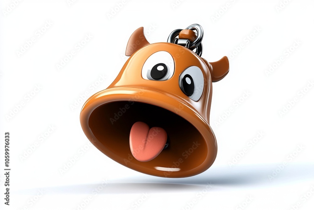 a 2D cartoon illustration of a school bell ringing for class time ...