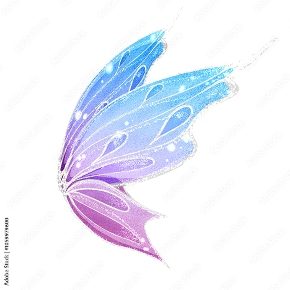 Side view colorful pastel butterfly wings icon clipart cartoon, fantasy ...