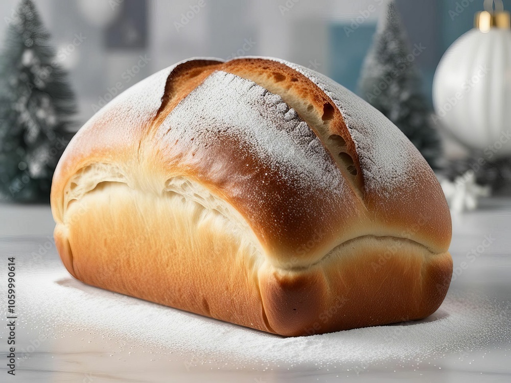 Deliciously fresh loaf of bread with a golden-crusted top and soft ...