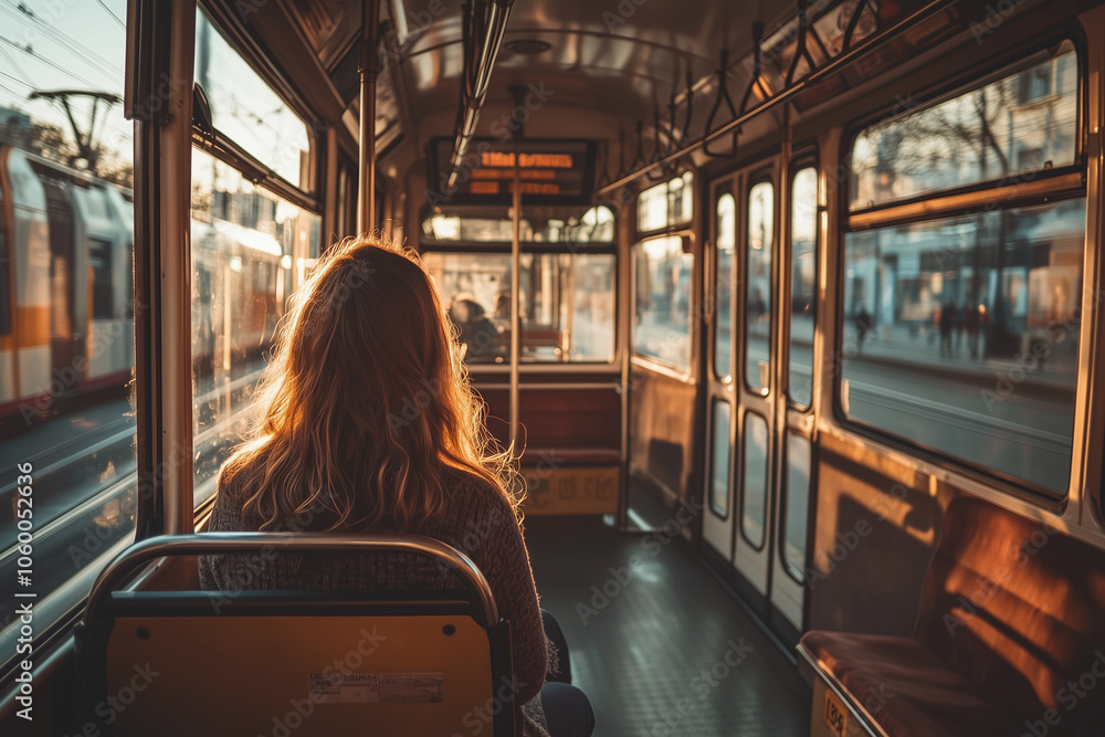 Interior design of tram with seat and handle bar, Inside of public ...