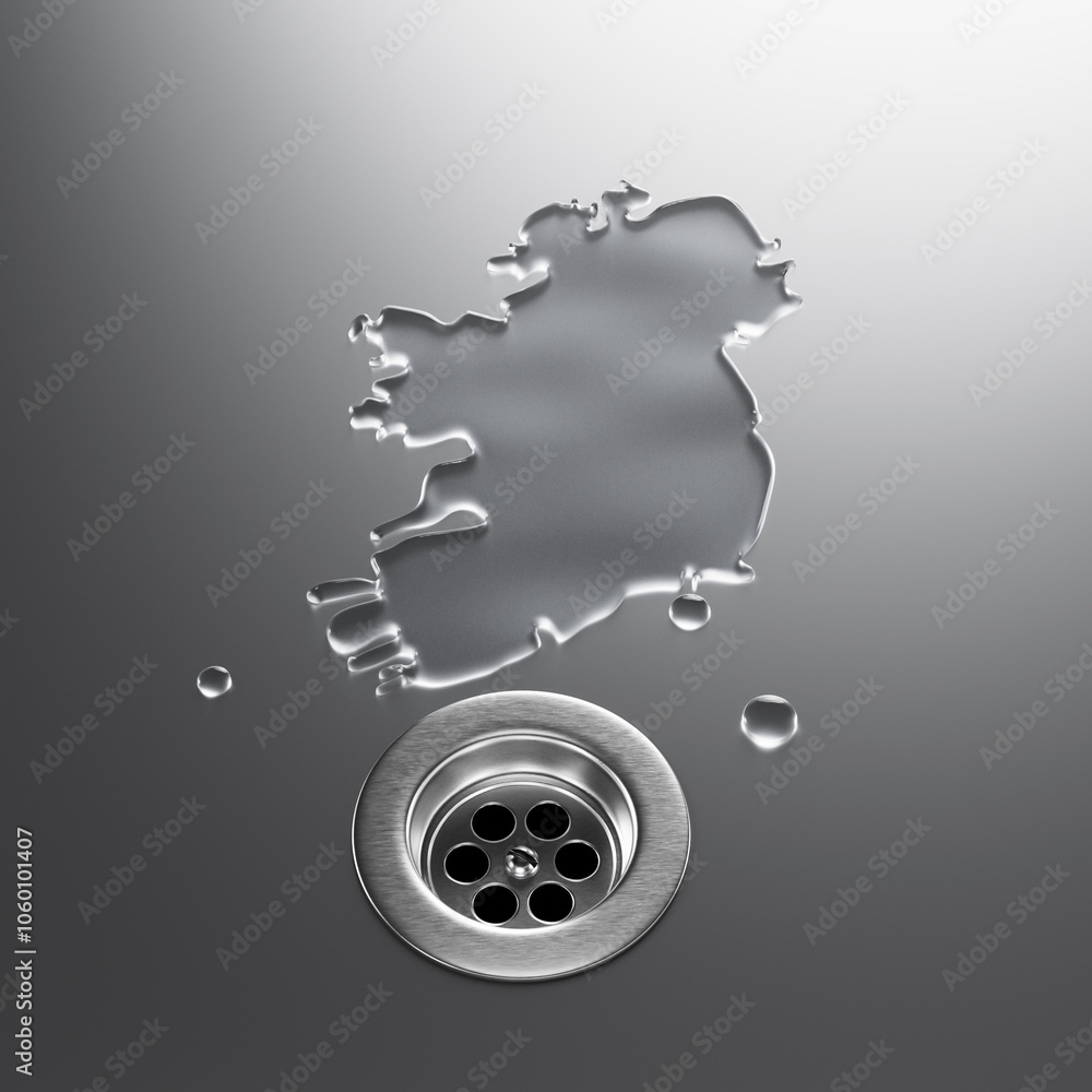 Ireland Water Map With Drainage Metal Sink Save Water And Water Wastage ...