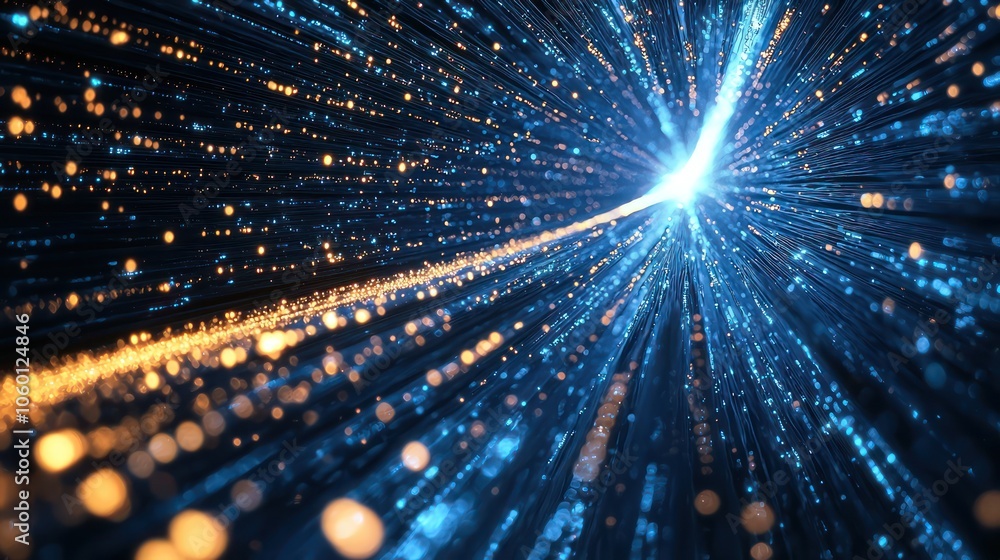 Stock-Illustration „Fiber optic data transmission visualized with beams ...