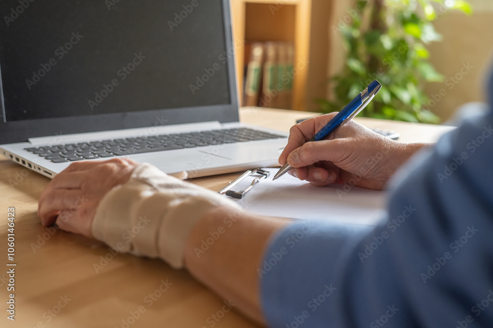 Person Filling Out Injury Report With Wrist Pain From Repetitive Office ...