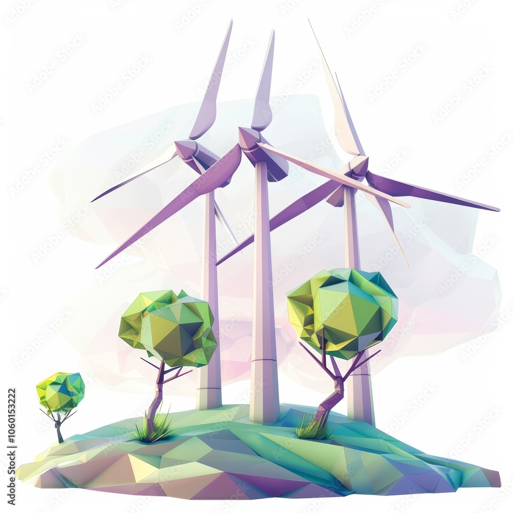 Low Poly Vintage Camera on Eco Friendly Background for Environmental ...