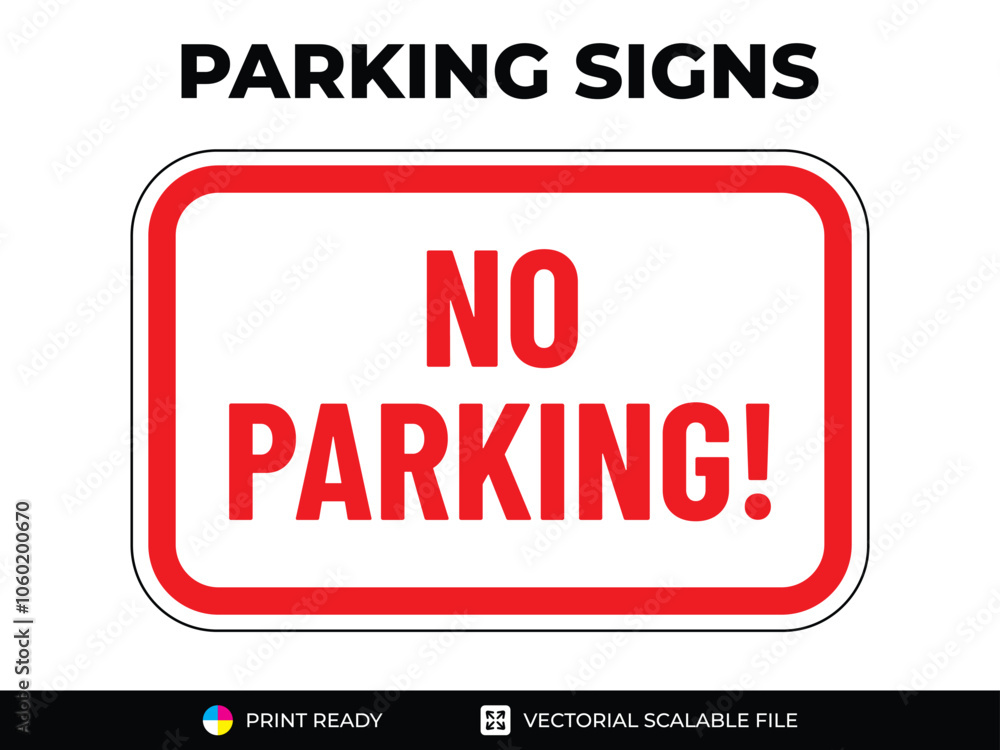 No parking sign. No parking text in rectangle shape. Urban navigation ...