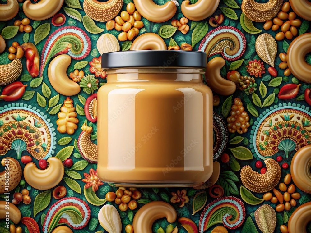 Contemporary vector cashew butter illustrations featuring stylish ...