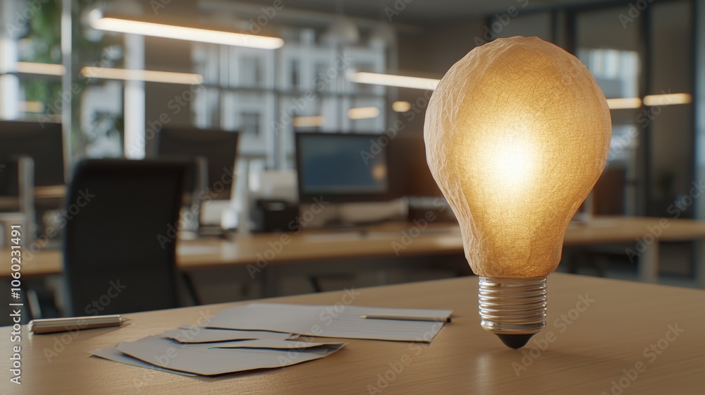 Innovative ideas spark creativity as a unique light bulb illuminates ...