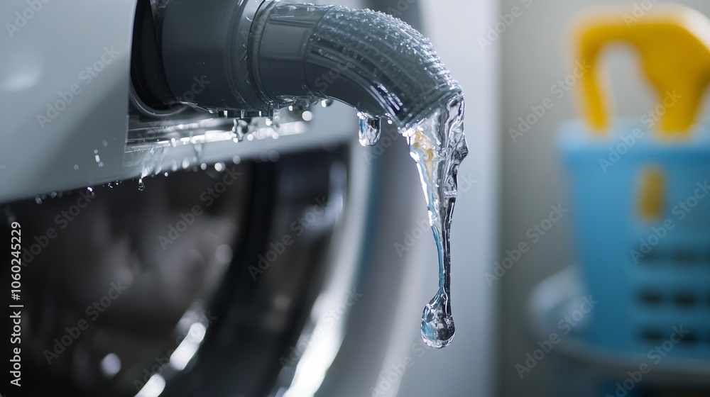 Water dripping from the back of a washing machine where the hose is ...
