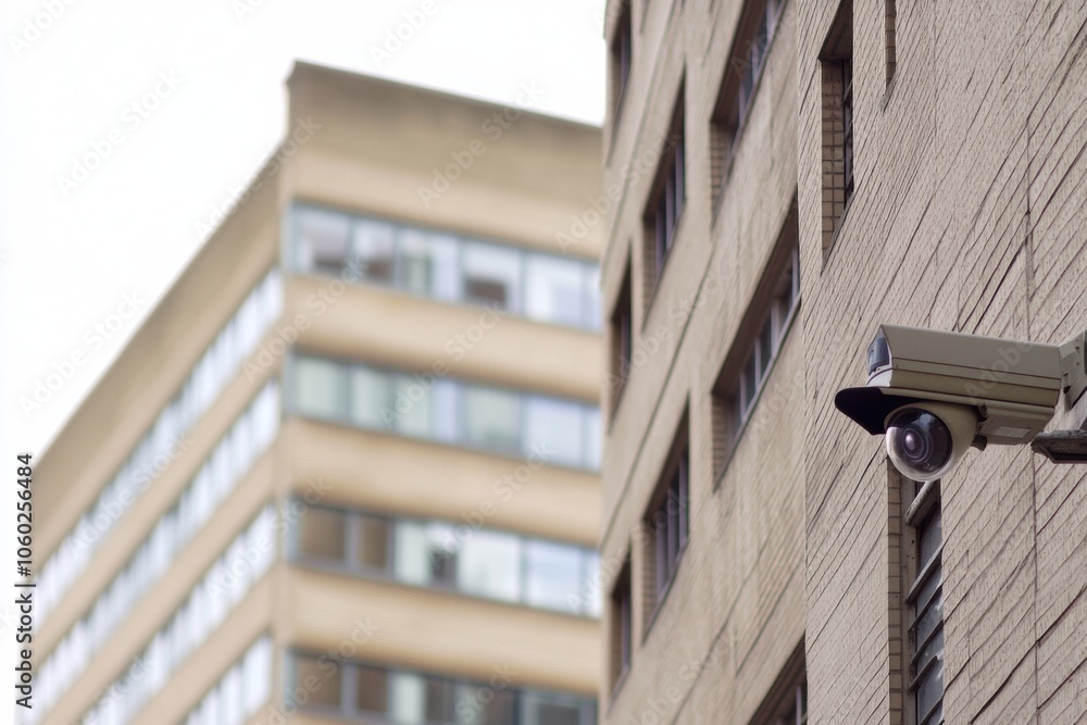 The surveillance cameras are installed on the side of an office ...