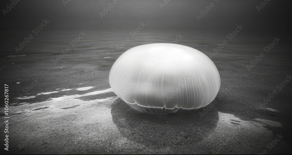 Solitary Jellyfish Stranded on a Desolate Shore.Concept of fragility ...