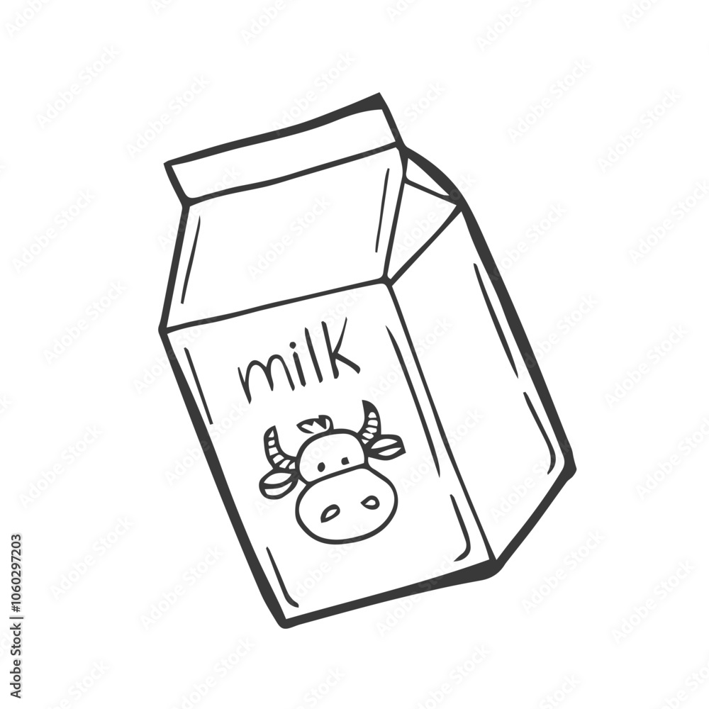 Carton box of milk hand drawn outline doodle icon. Dairy product - milk ...