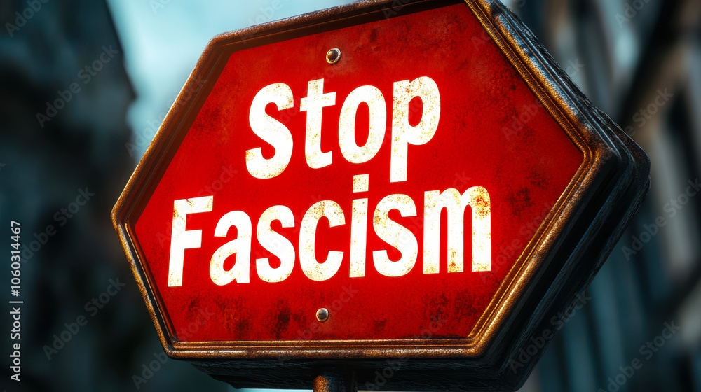 Stop Fascism Warning Sign Against Authoritarianism and Political Danger ...
