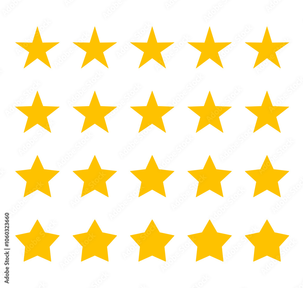Five-star rate customer feedback rate symbol isolated on a transparent ...
