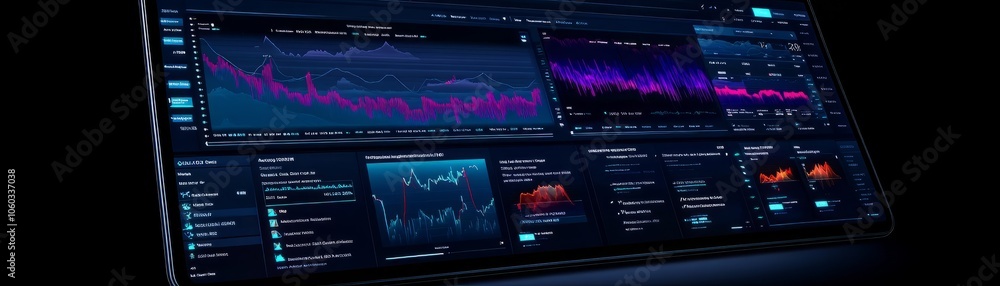 Modern digital analytics dashboard with data visualizations and graphs ...