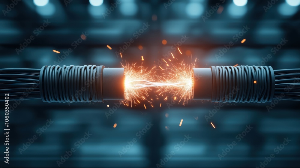 Electric wires sparking connection in a high-tech environment ...