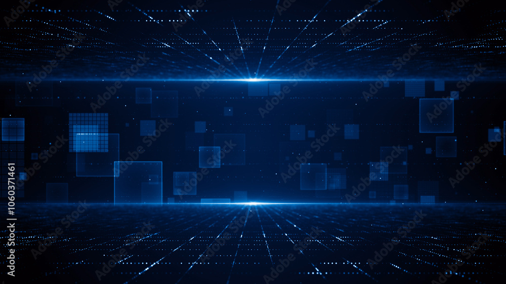 Technology tunnel digital business corporate abstract particles hex ...