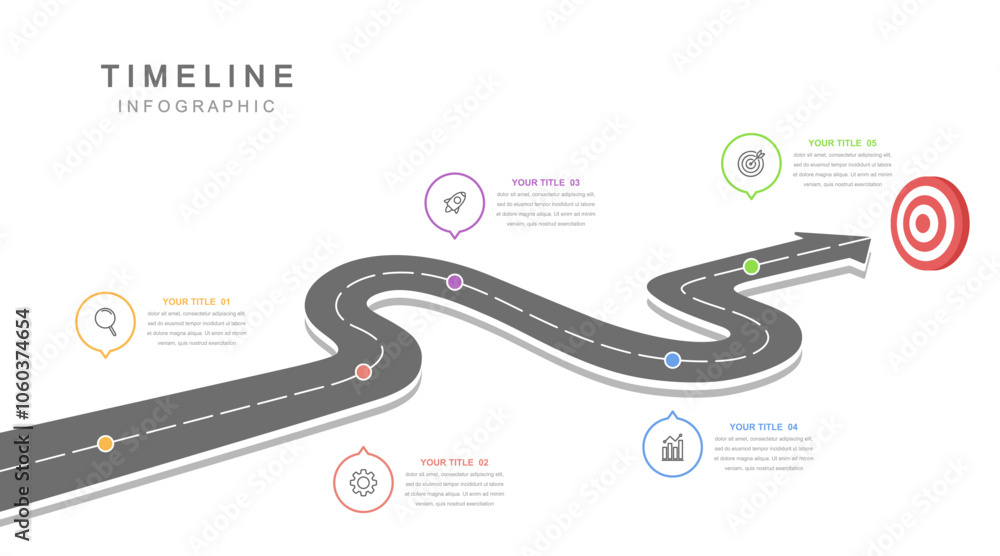 Business road map timeline infographic concept. with icons and 5 ...