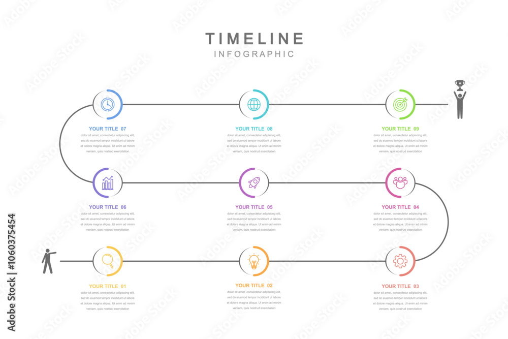 Business road map timeline infographic concept. with icons and 9 ...