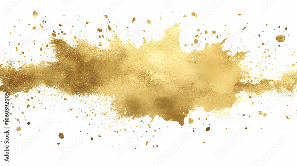 Gold powder splatter isolated on a transparent background for abstract ...