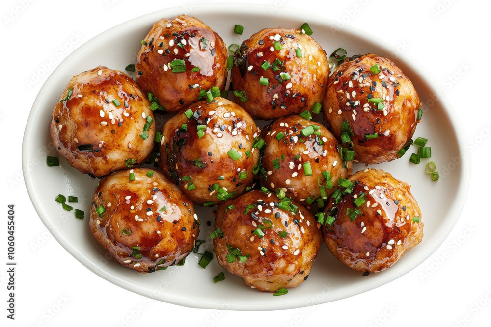 Takoyaki octopus balls with bonito flakes, PNG isolated on transparent ...