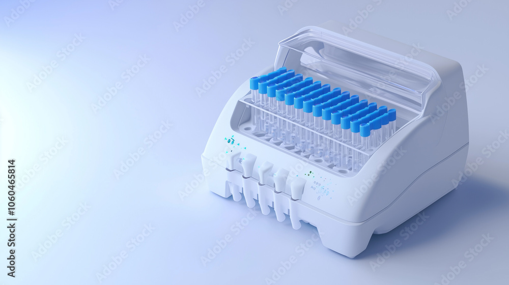 PCR thermal cycler with microcentrifuge tubes inserted, illustration ...