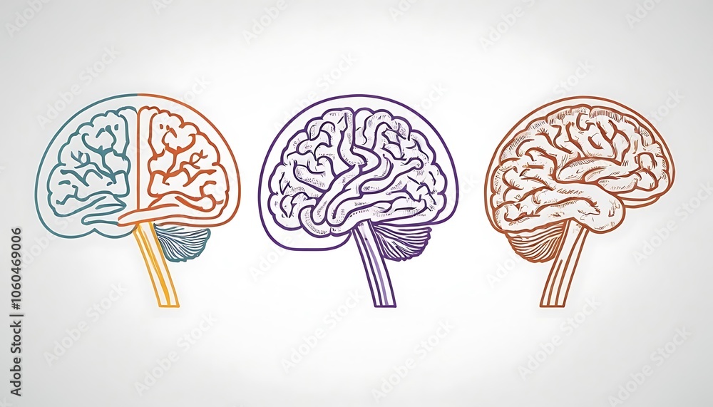 brain set with white background,cut out, icon set, illustration, symbol ...