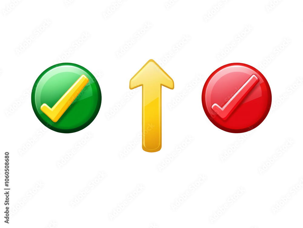 Guidance symbols for decision-making in tasks, cut out transparent ...