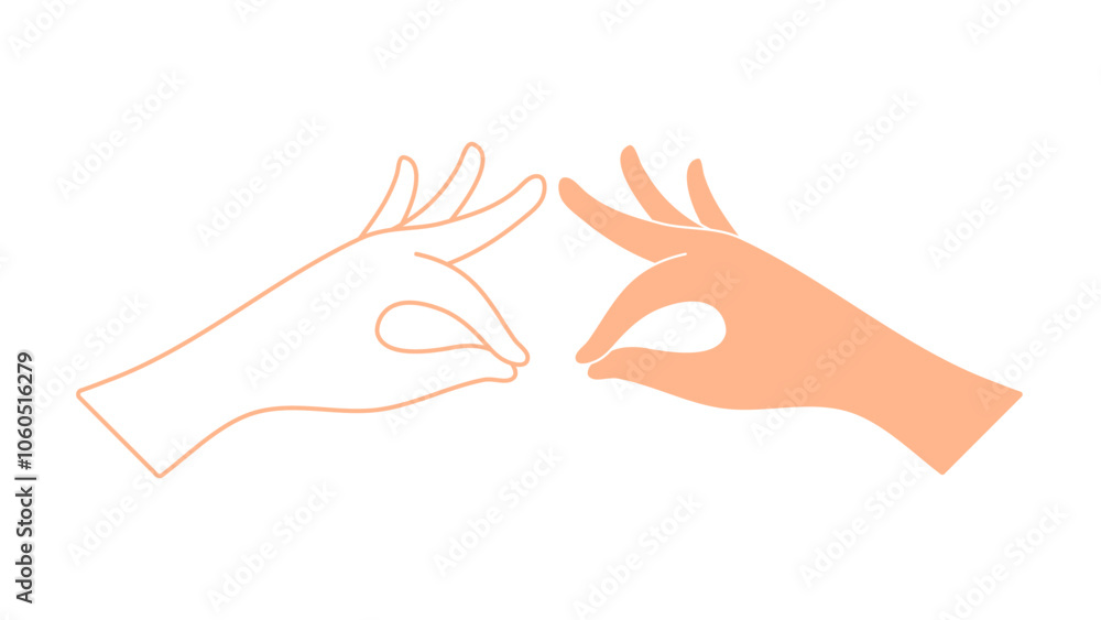 Vector illustrations of hand pinching fingers gesture in a flat hand ...