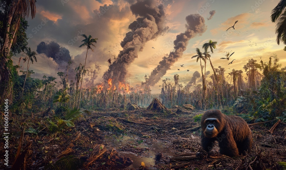 Illustration Stock visual narrative portraying alarming rate of specie ...