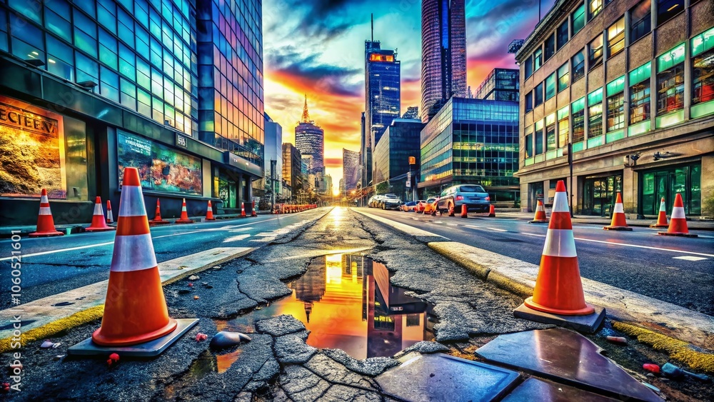 Double exposure captures the contrast between old and new asphalt ...