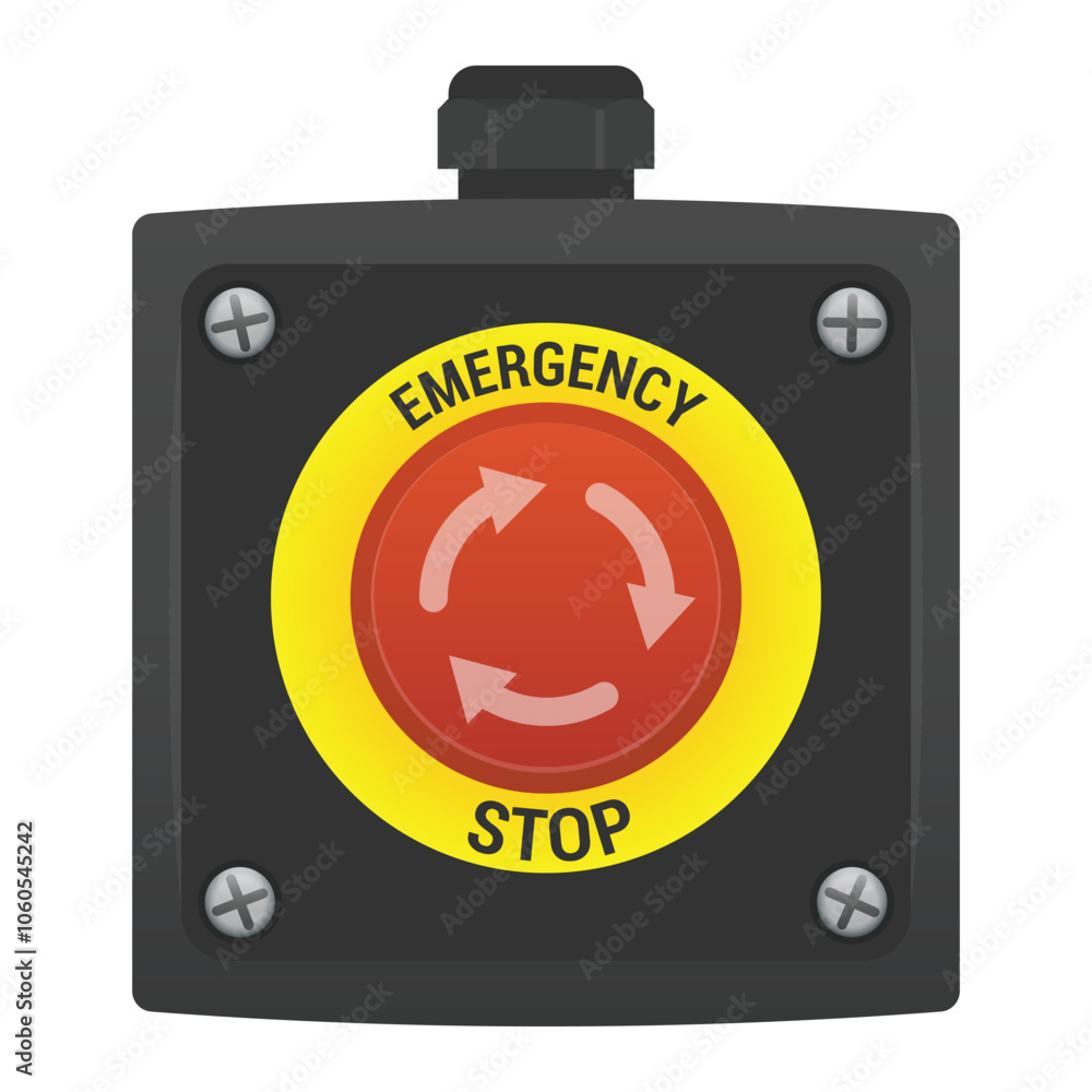 Emergency Stop push button switch. Red mushroom latching emergency stop ...