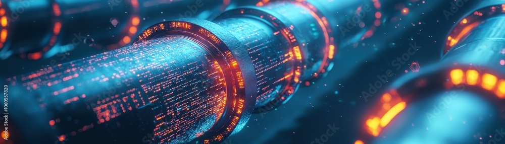 Visualize a neural network pipeline with code being transported through ...